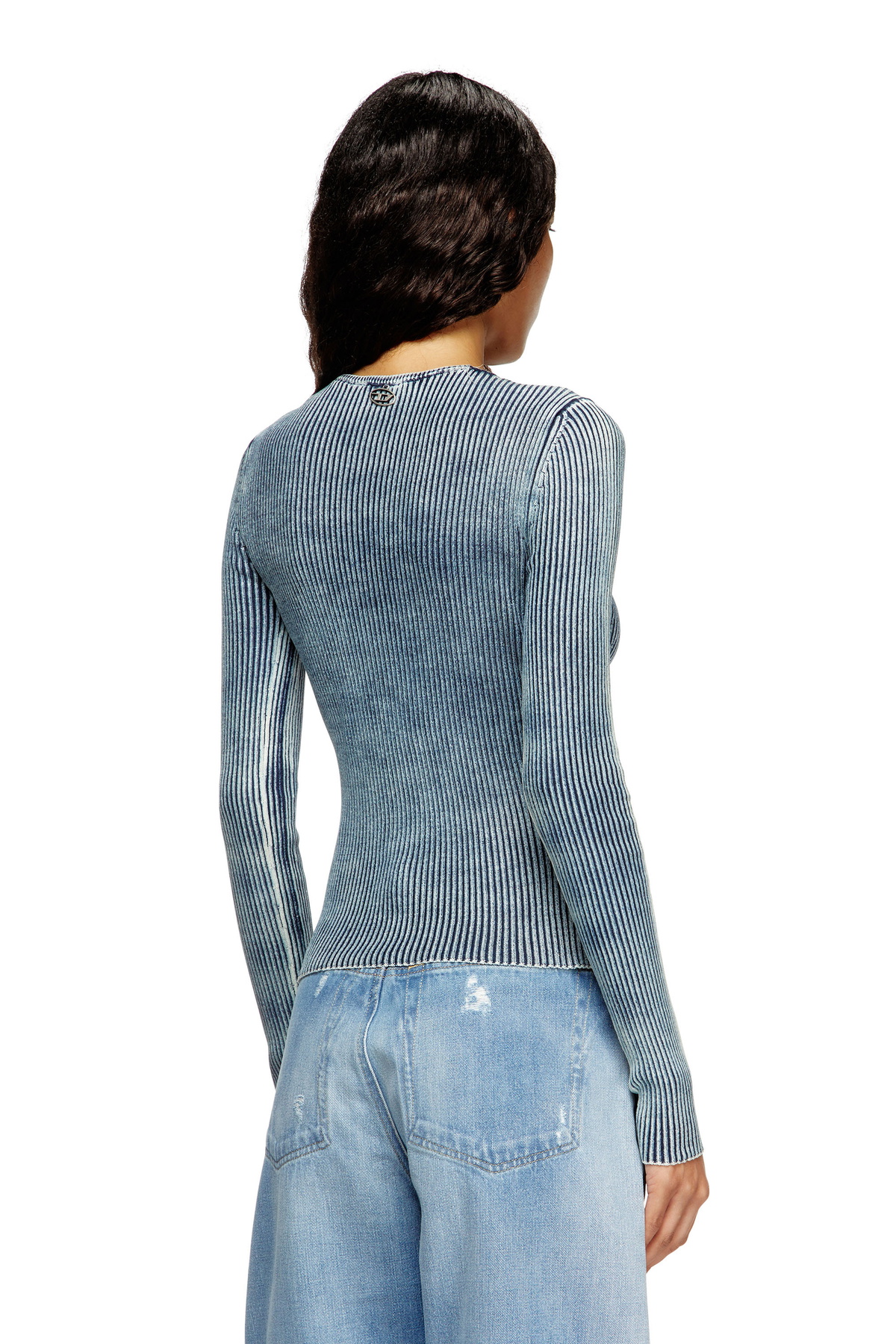 Diesel Denim-yarn jumper with shiny effect - Knitwear Womens in Blue Diesel