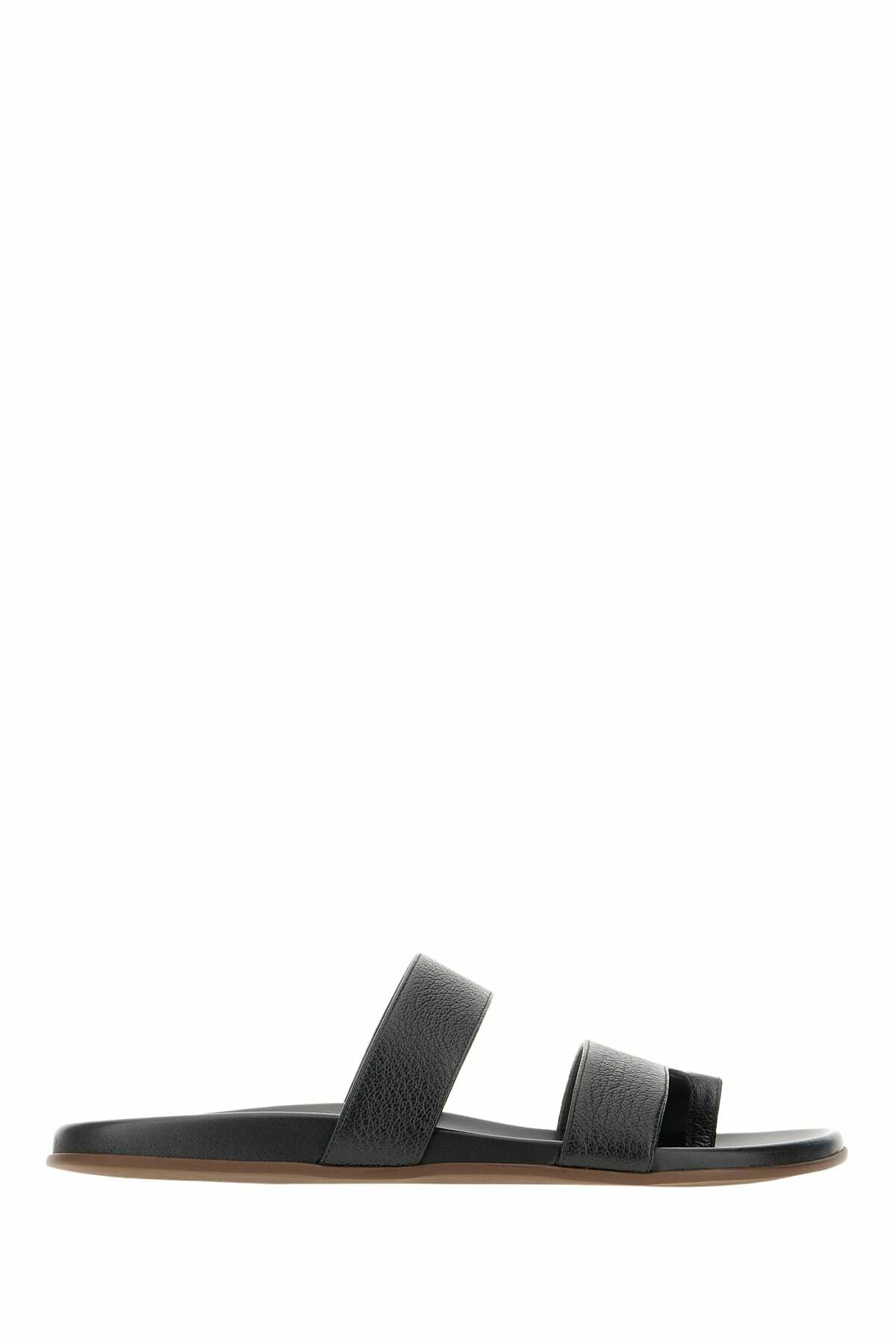 The Row Black Leather Thong Sandals The Row