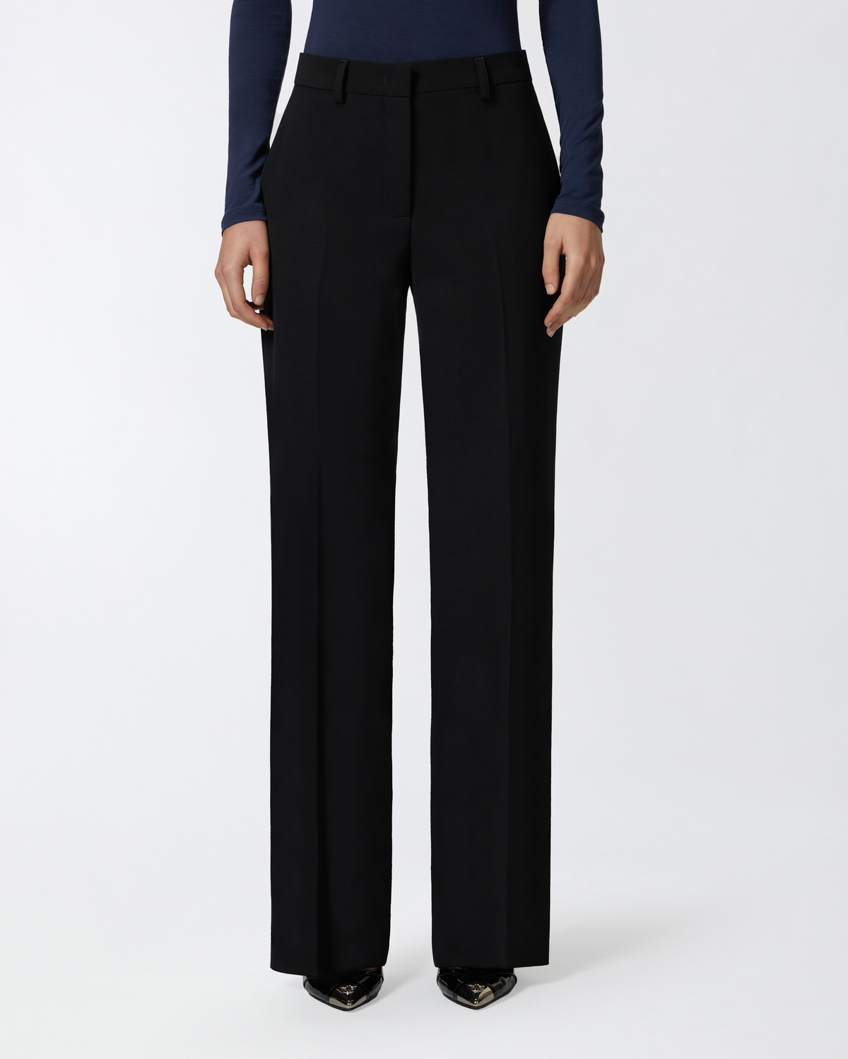 Pinko Tailored Wide Leg Twill Trousers Limo Black Pinko