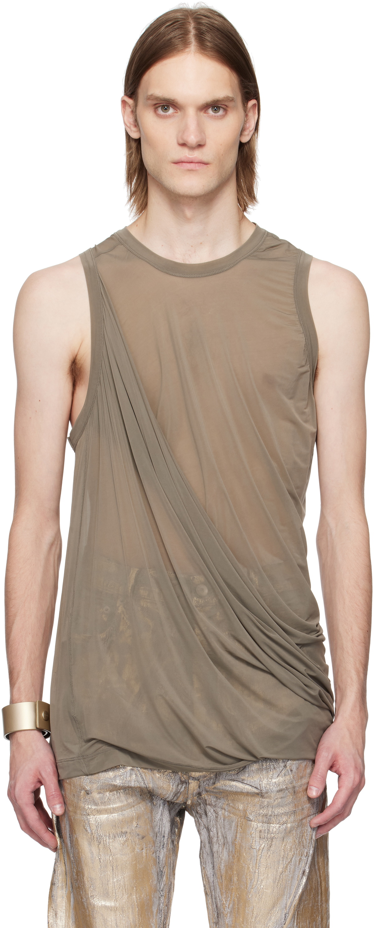 Rick Owens Gray Hollywood Anthem Tank Top Rick Owens