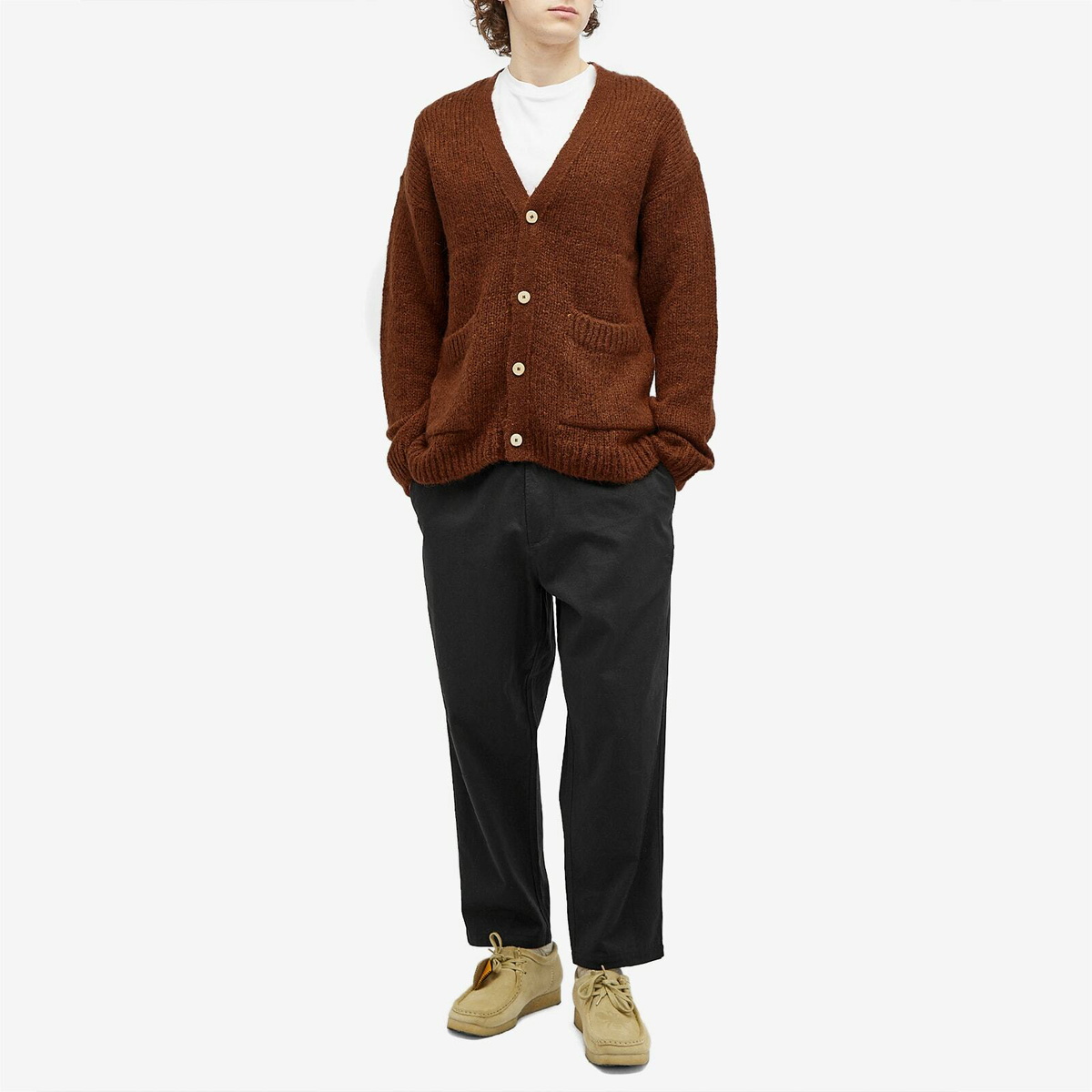 Folk Men's Signal Cardigan in Rust Folk