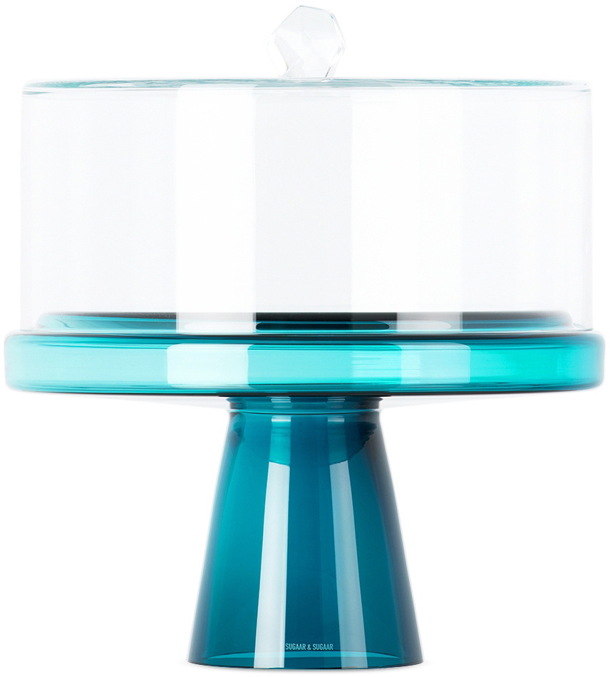 SUGAAR & SUGAAR Blue Large Flat Dome Cake Stand