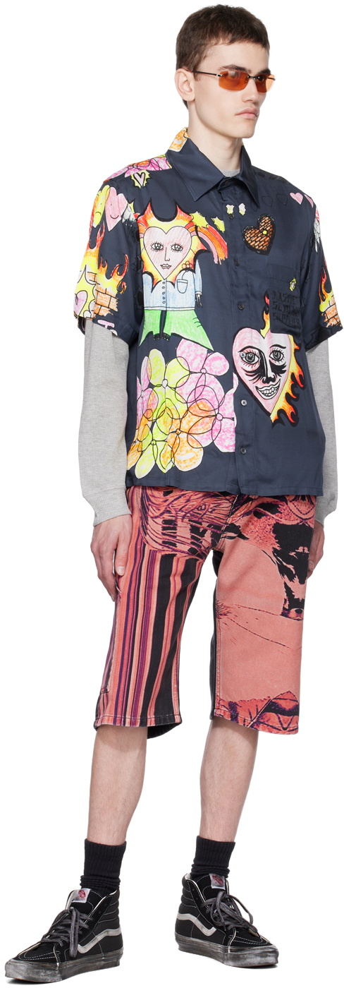 Rassvet Pink Printed Denim Shorts Rassvet