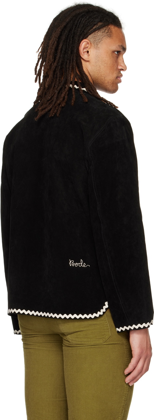 Bode Black Rickrack Suede Jacket Bode