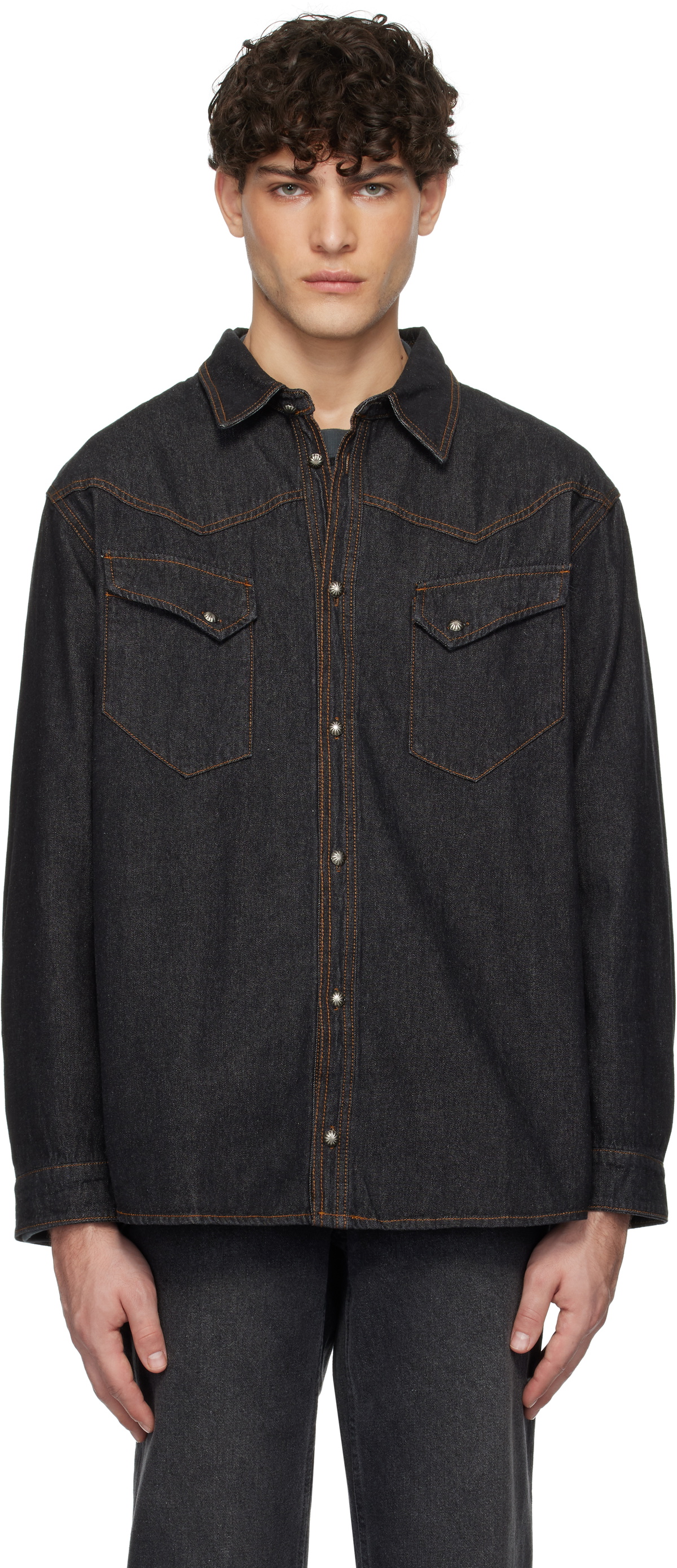 Uniform Bridge Black Western Denim Shirt Uniform Bridge