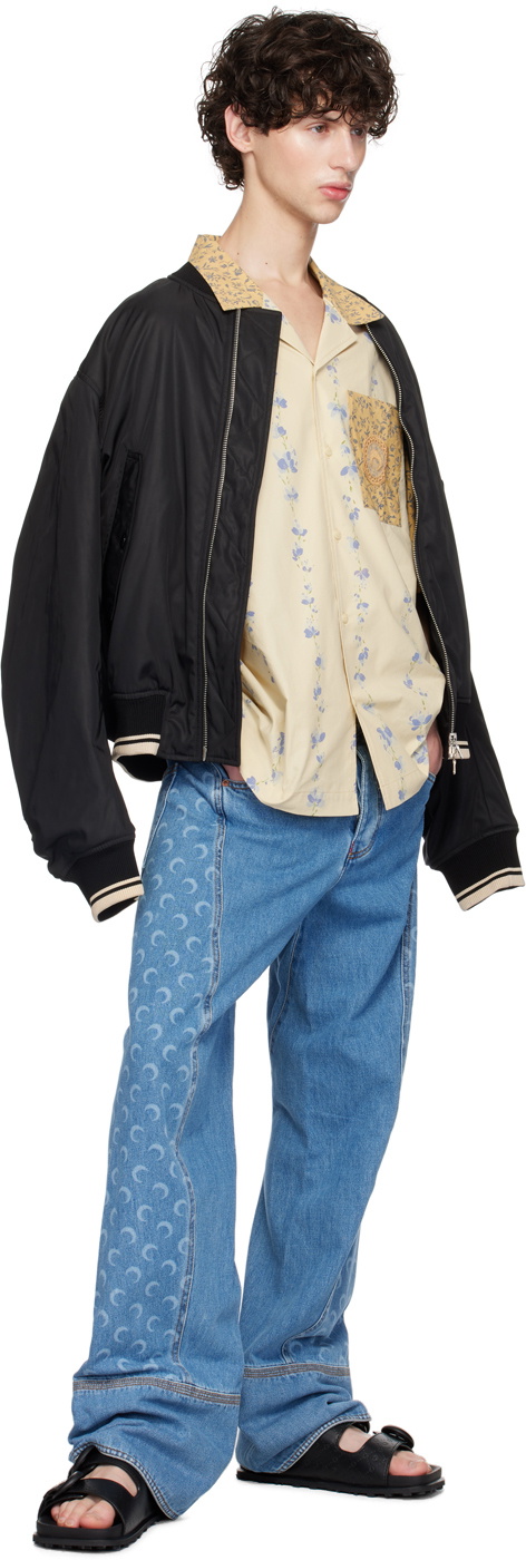 Marine Serre Blue Moon Laser Curved Jeans Marine Serre