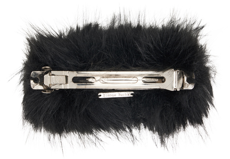 Simone Rocha Black Furry Crystal Hair Clip Simone Rocha