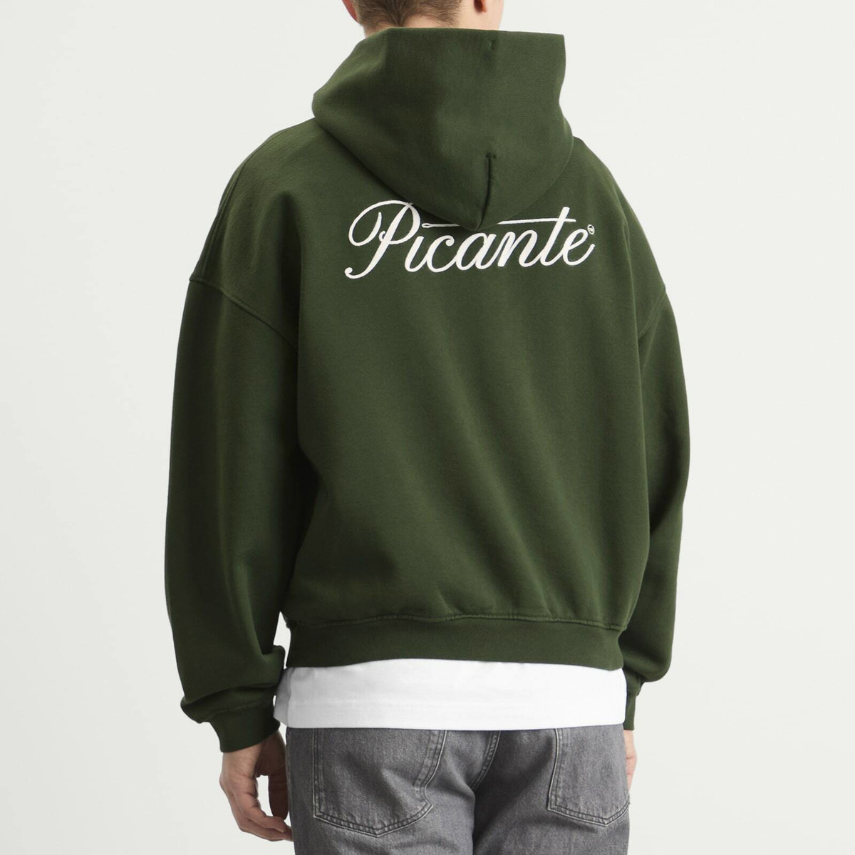 Picante Men's Tailor Chain-Stitch Hoodie in Kombu Green Picante