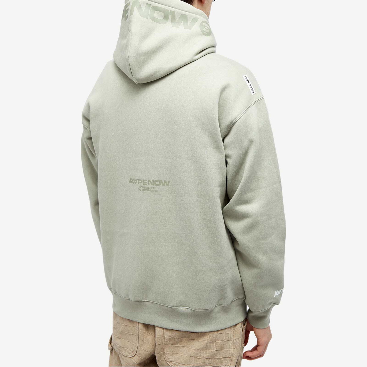 Men's AAPE Logo Hood Popover Hoodie in Light Khaki AAPE by A Bathing Ape