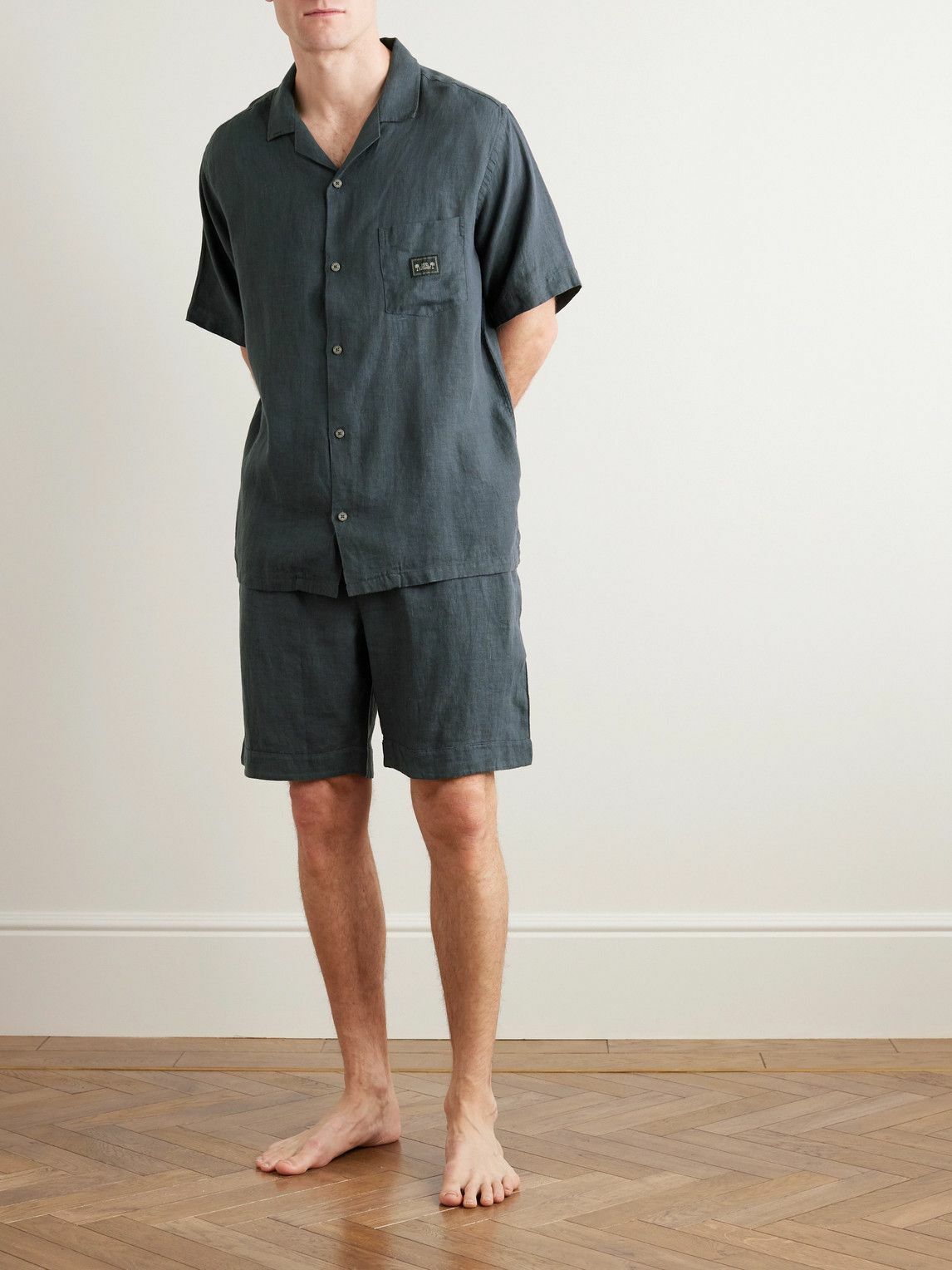 Desmond & Dempsey - Linen Pyjama Set - Blue Desmond & Dempsey