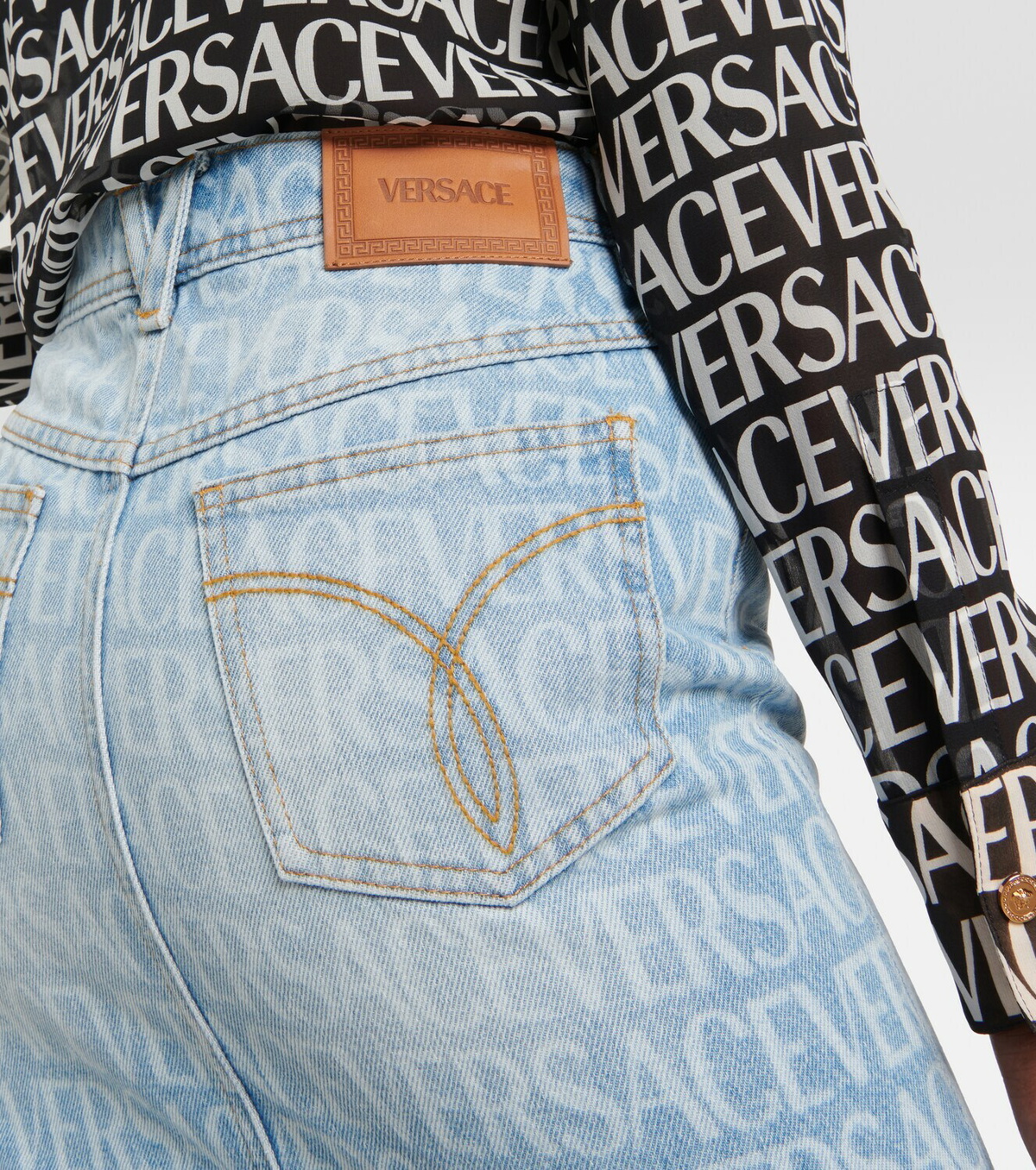 Versace Versace Allover denim miniskirt Versace
