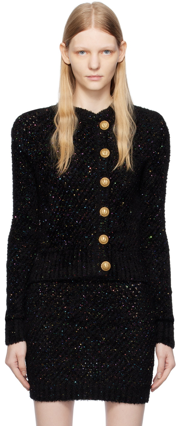 Balmain Black Sequinned Cardigan Balmain