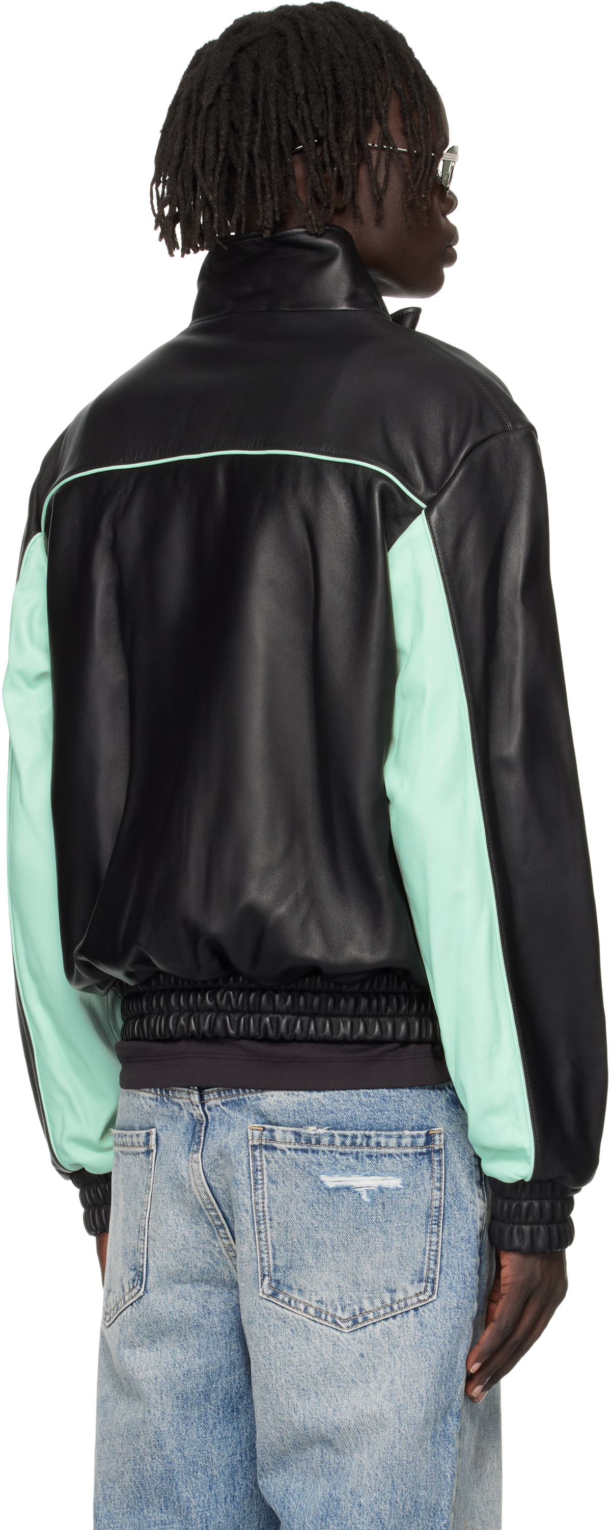 Casablanca Black Track Leather Jacket Casablanca