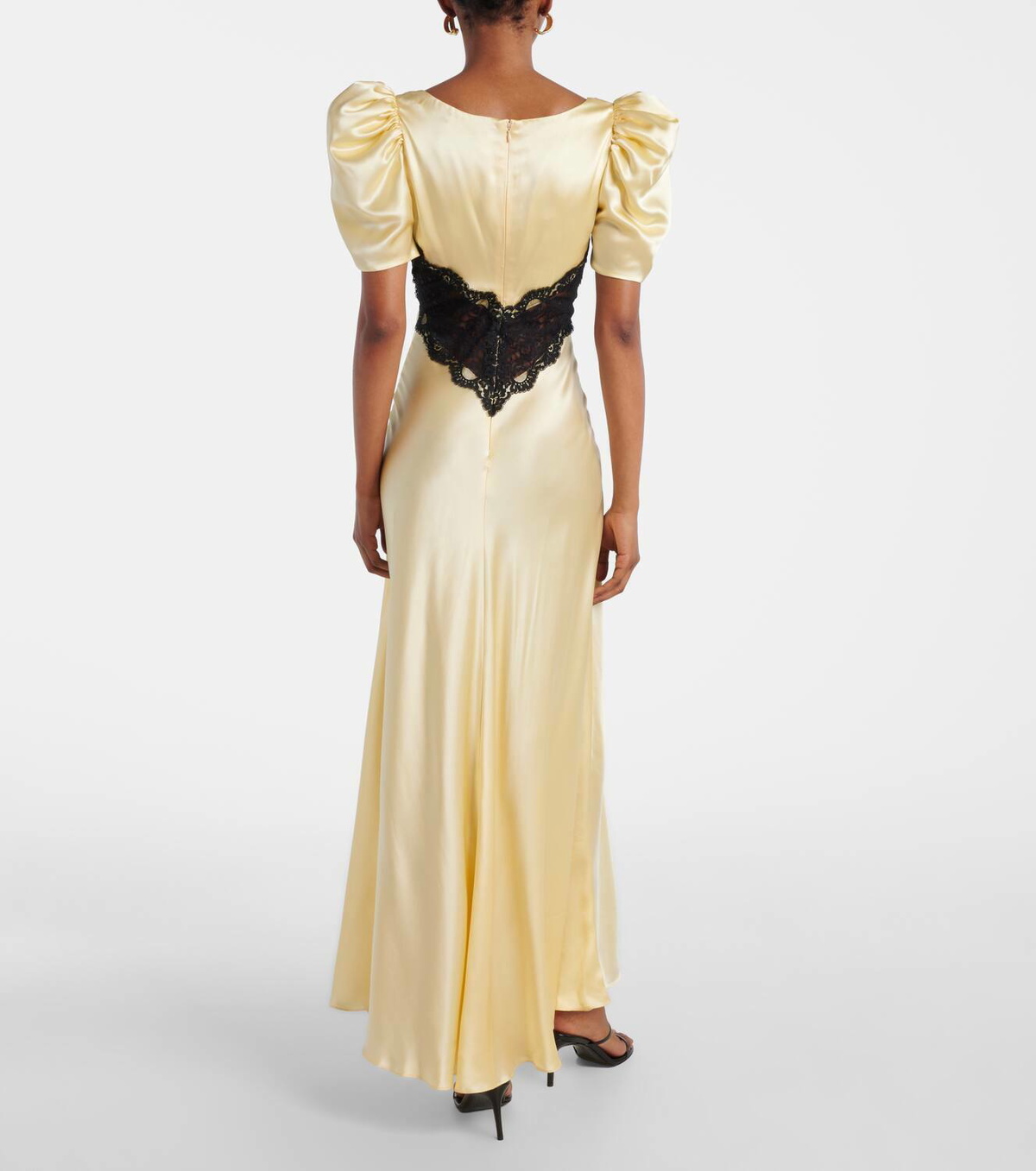 Rodarte Lace-trimmed silk charmeuse gown Rodarte