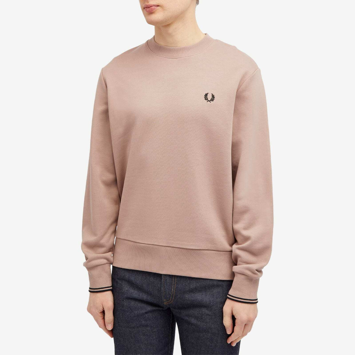 Fred Perry Men's Crew Sweater in Dark Pink Fred Perry