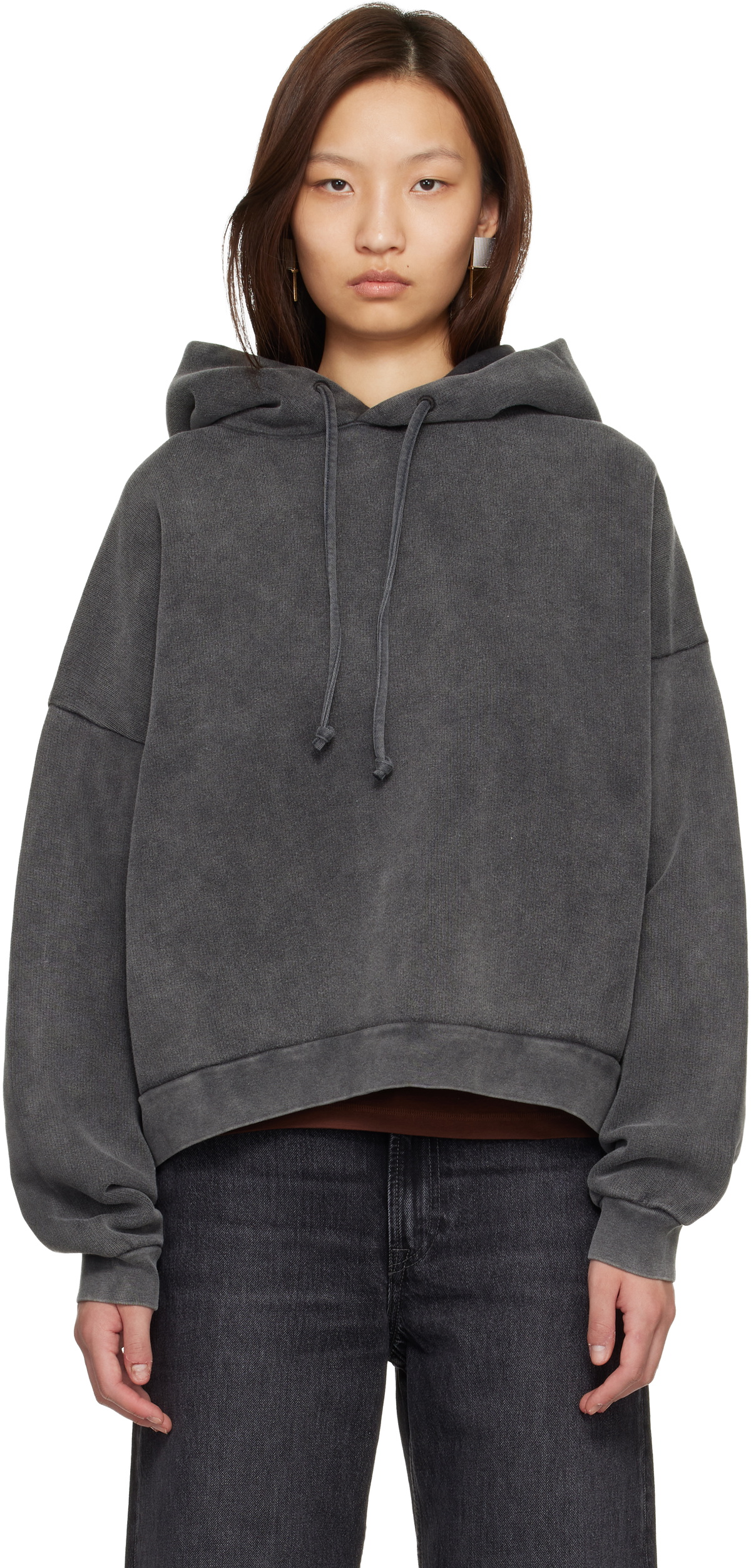 Acne Studios Gray Logo Patch Hoodie Acne Studios