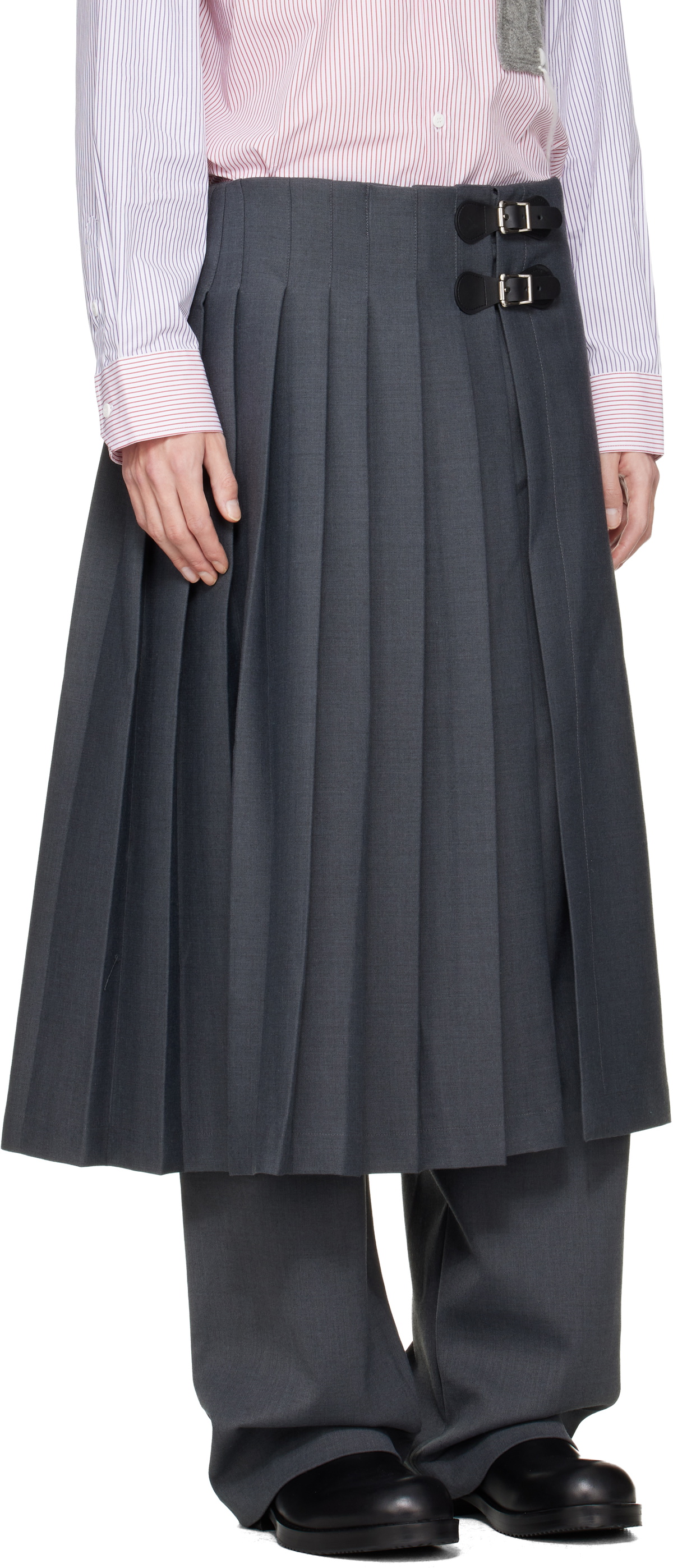 Charles Jeffrey LOVERBOY Gray Long Wide Leg Skouser Trousers Charles ...