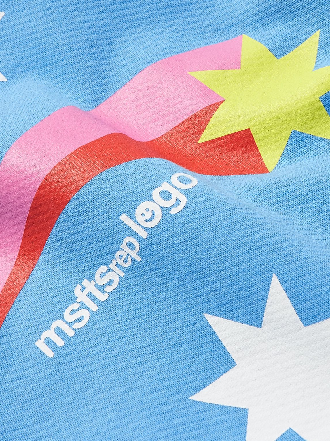 MSFTSrep - Printed Cotton-Jersey Hoodie - Blue MSFTSrep