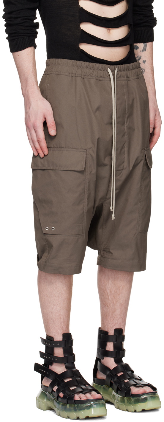 Rick Owens Gray Cargo Pods Shorts Rick Owens