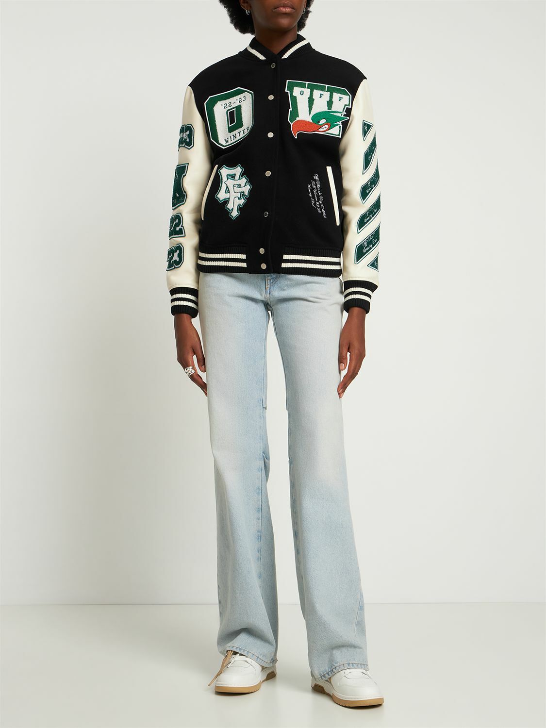 OFF-WHITE - Embroidered Patches Varsity Jacket Off-White