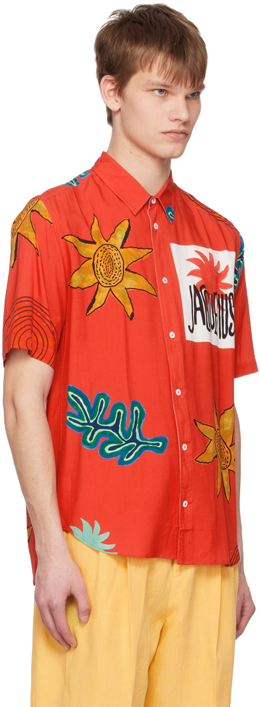 Jacquemus Red Le Raphia 'La Chemise Melo' Shirt Jacquemus