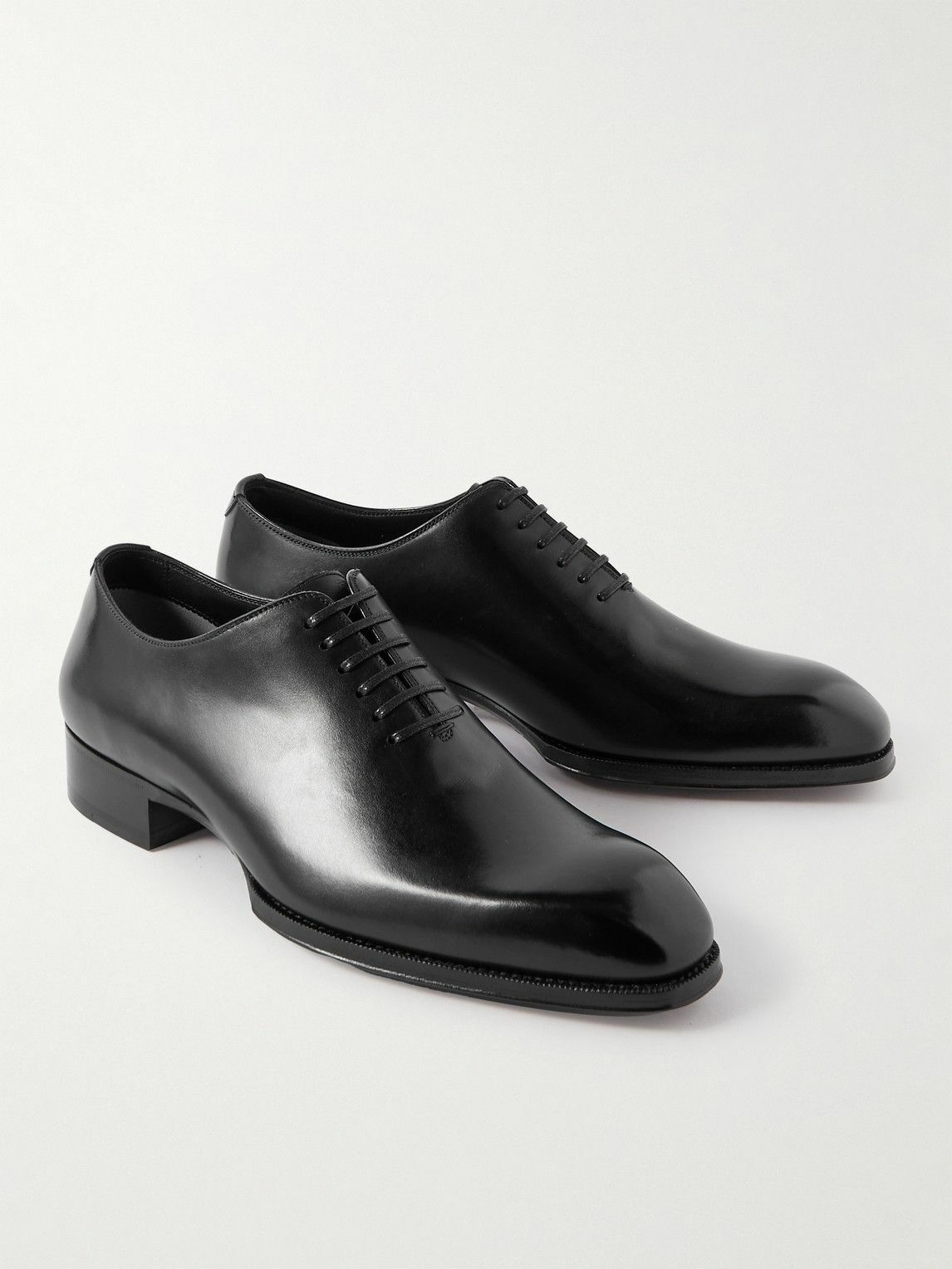 TOM FORD - Elkan Whole-Cut Glossed-Leather Oxford Shoes - Black TOM FORD