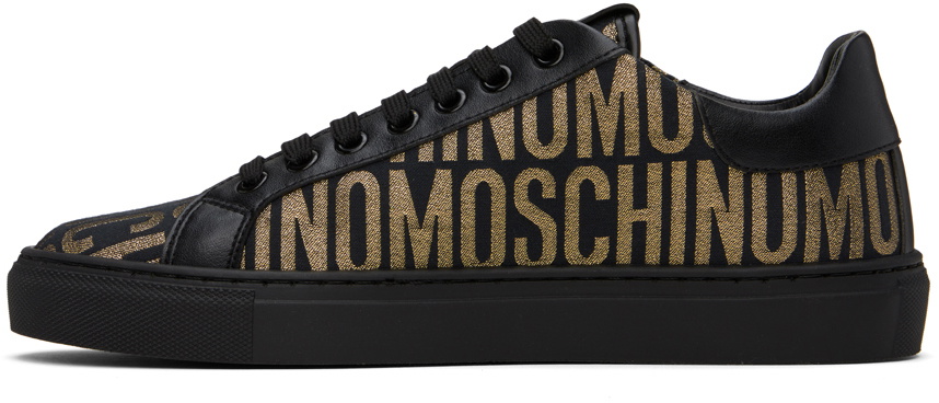 Moschino Black & Gold Allover Logo Sneakers Moschino Moschino Black & Gold Allover Logo Sneakers Moschino
