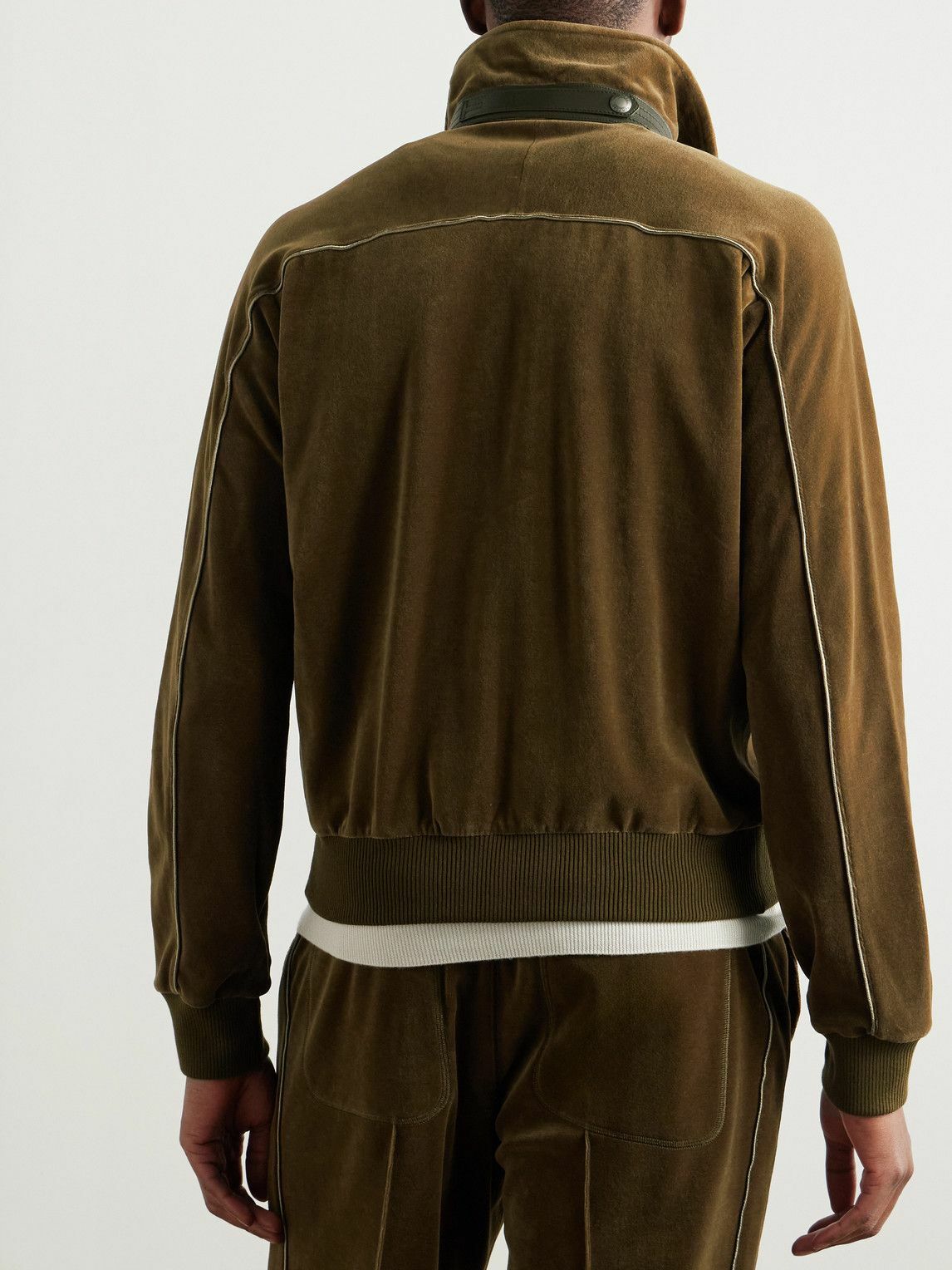 TOM FORD - Cotton-Blend Velour Track Jacket - Brown TOM FORD