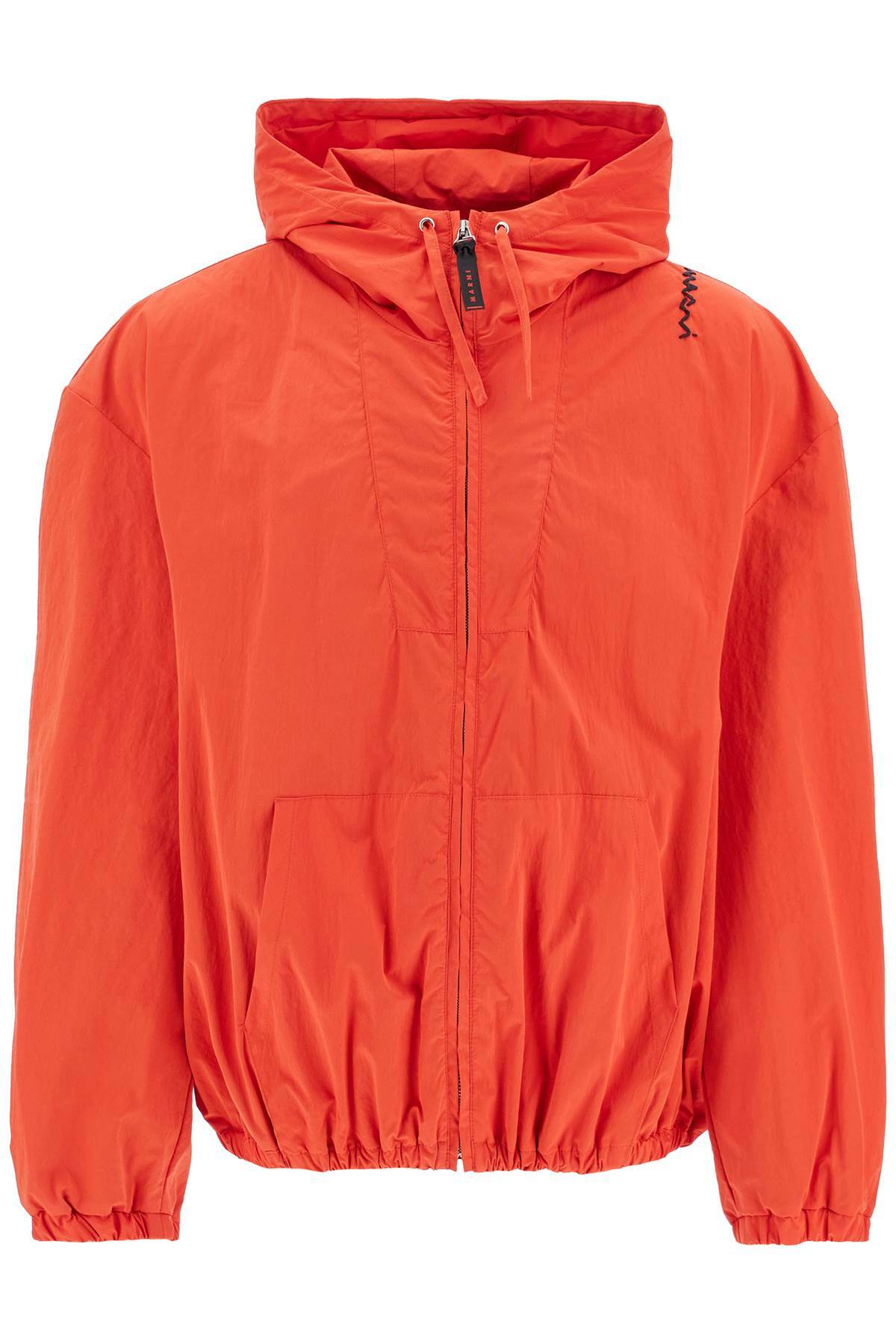 MARNI red hooded jacket in polyester with embroidered logo Red Marni