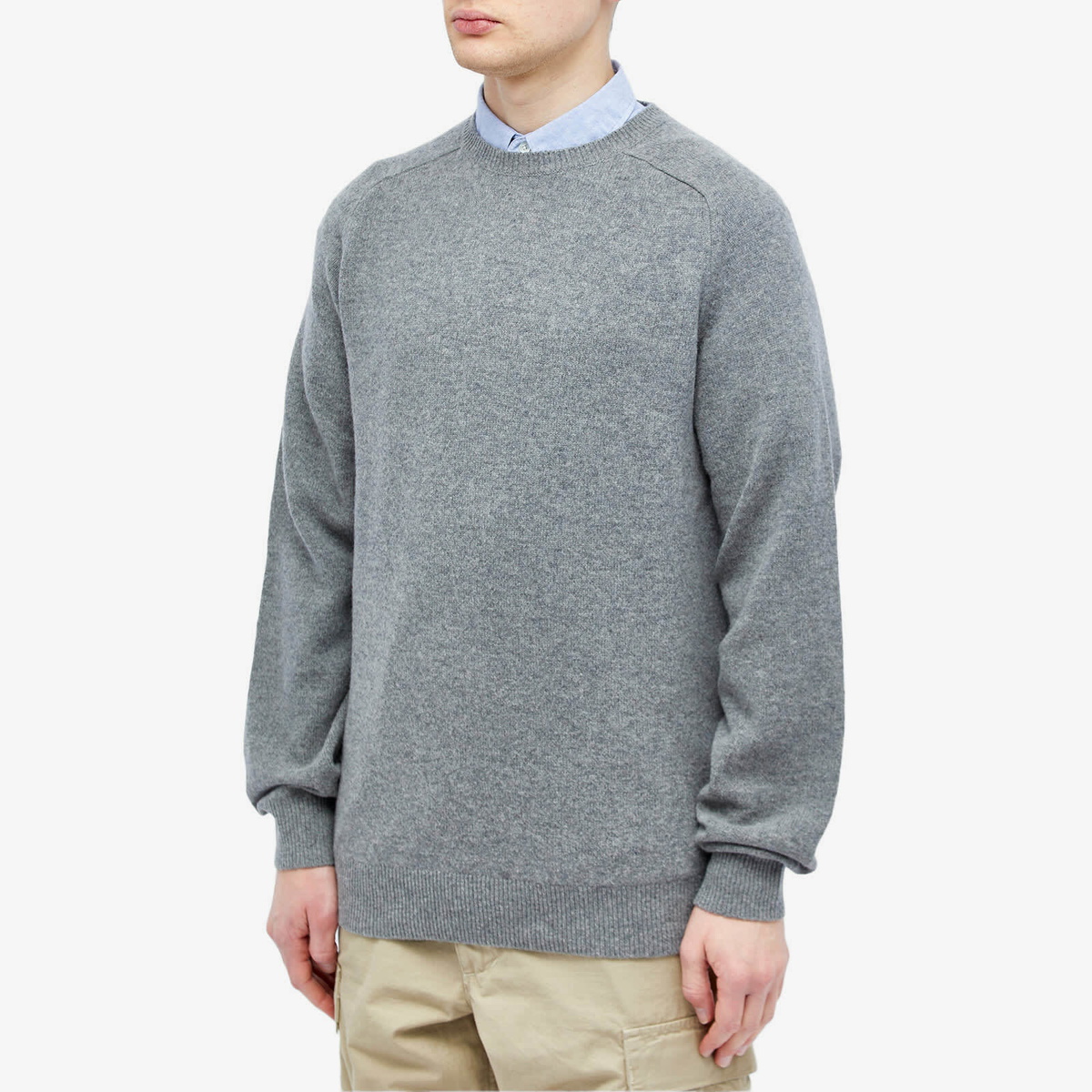 Beams Plus Men's 9G Crew Knit in Grey Beams Plus