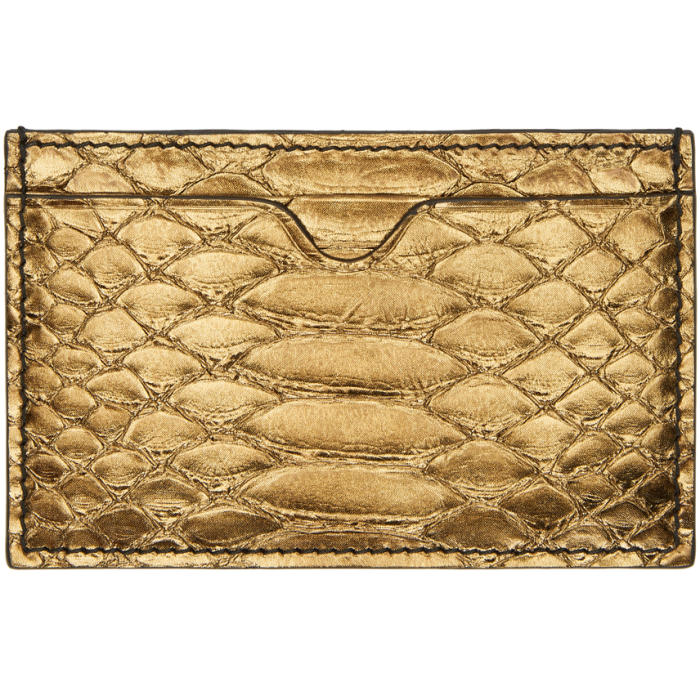 Alexander McQueen Bronze Python Card Holder Alexander McQueen