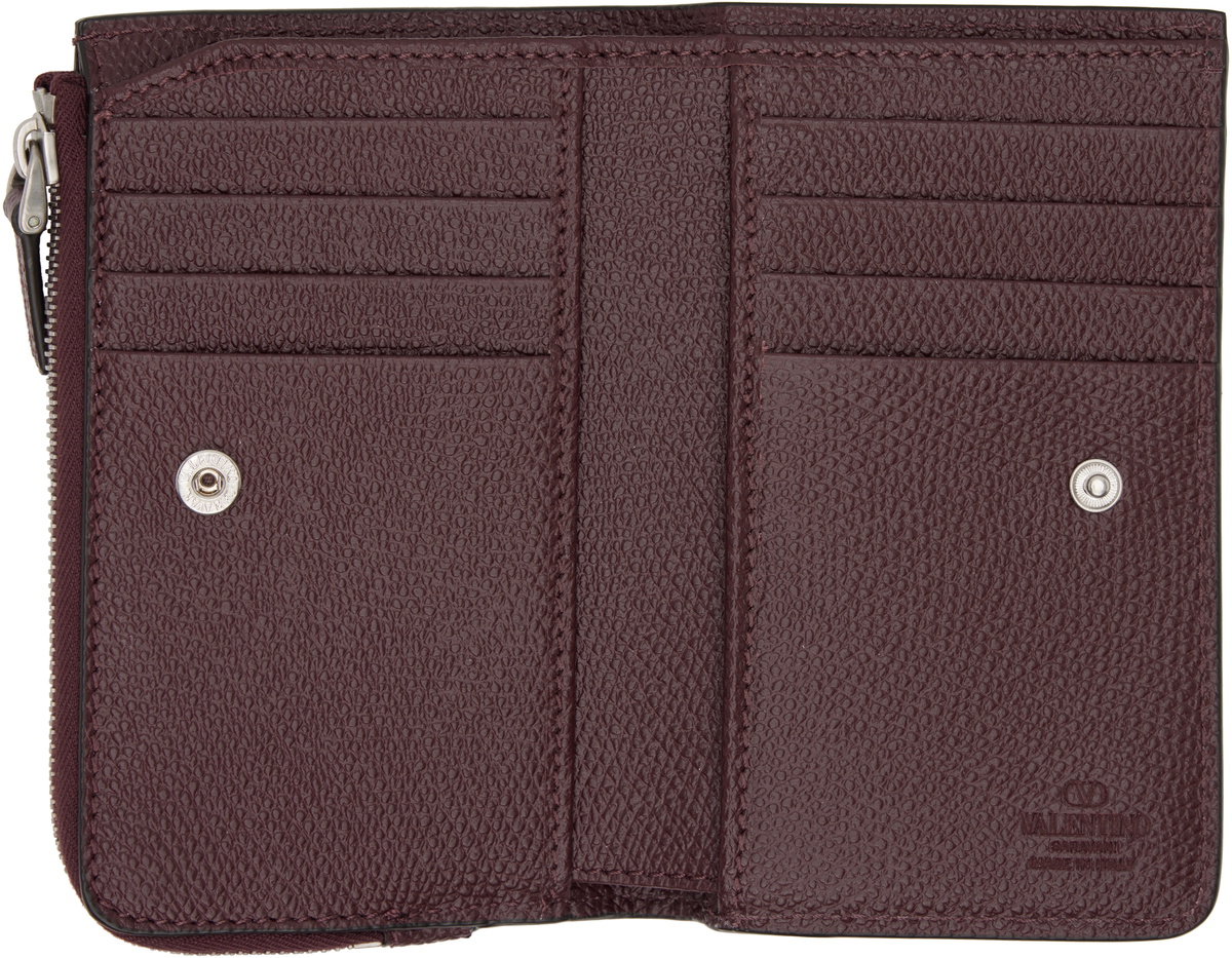 Valentino Garavani Burgundy VLogo Signature Compact Wallet Valentino ...