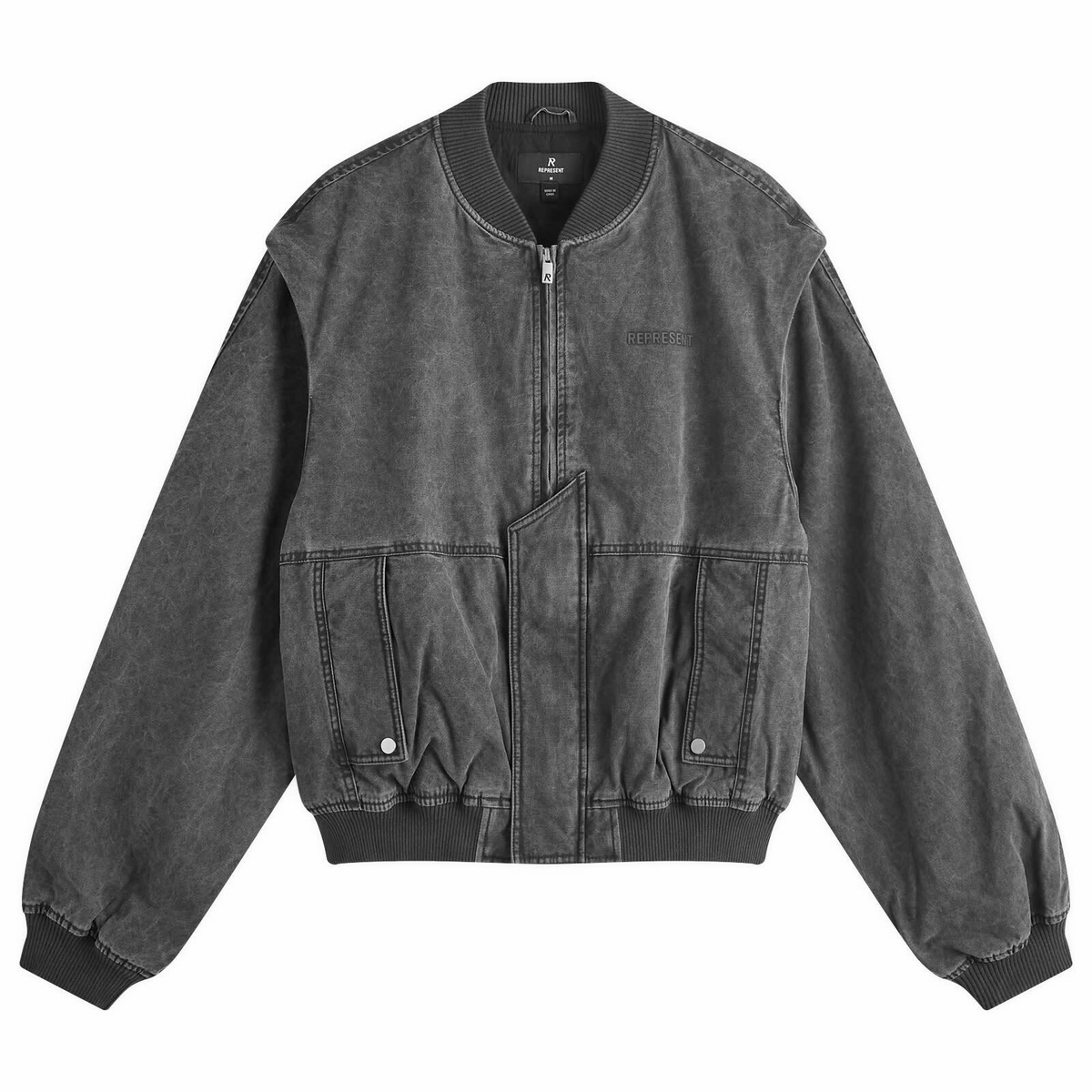Represent Men's Inset Sleeve Bomber Jacket in Stained Black Represent