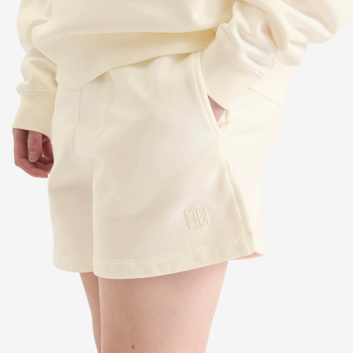 Anine Bing Women's Kam Framed Monogram Shorts in Off White ANINE BING