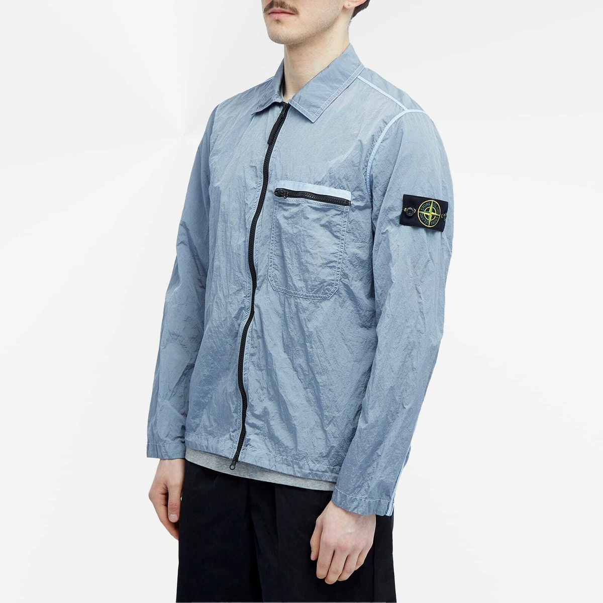 Stone Island Men's Nylon Metal Shirt Jacket in Sky Blue Stone Island