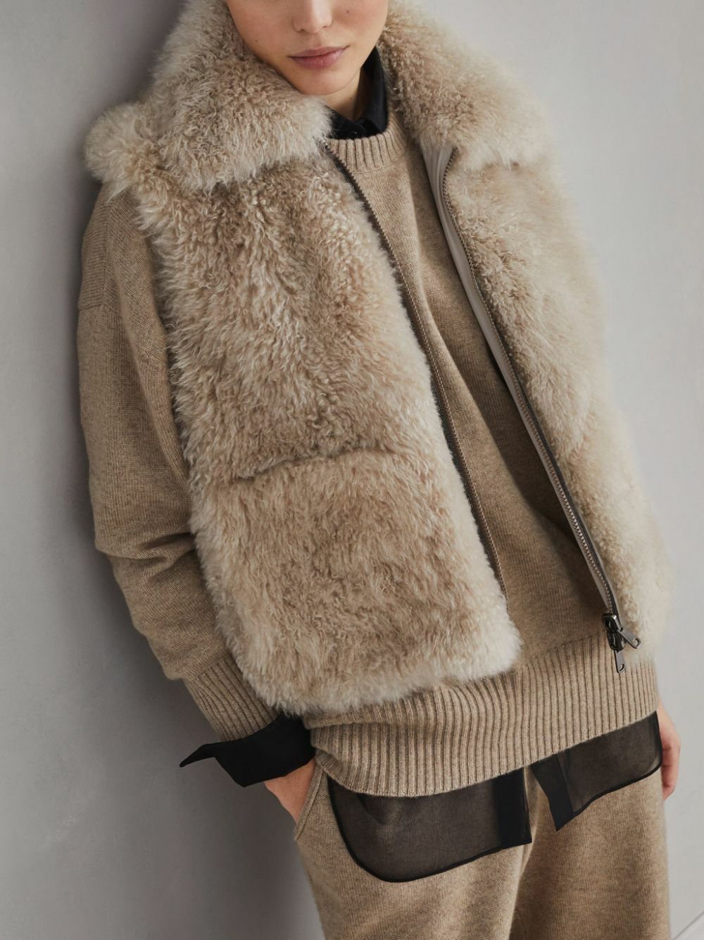 BRUNELLO CUCINELLI - Shearling And Cashmere Reversible Waistcoat ...