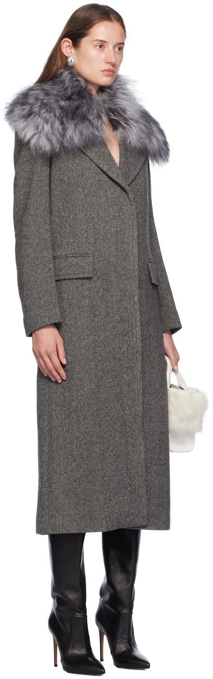 Blumarine Gray Wool Shearling Jacket Blumarine