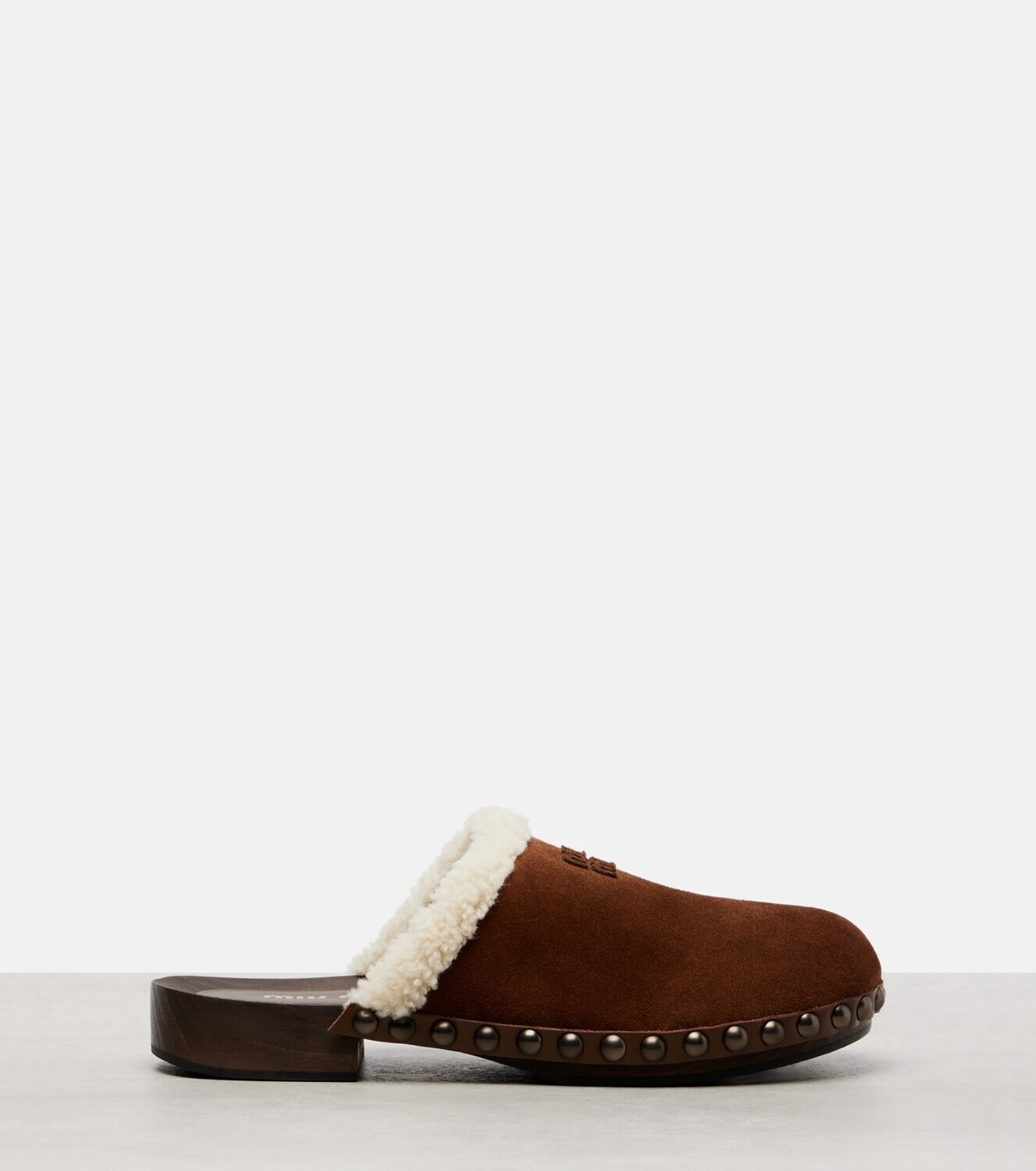 Miu Miu Shearling-lined suede clogs Miu Miu