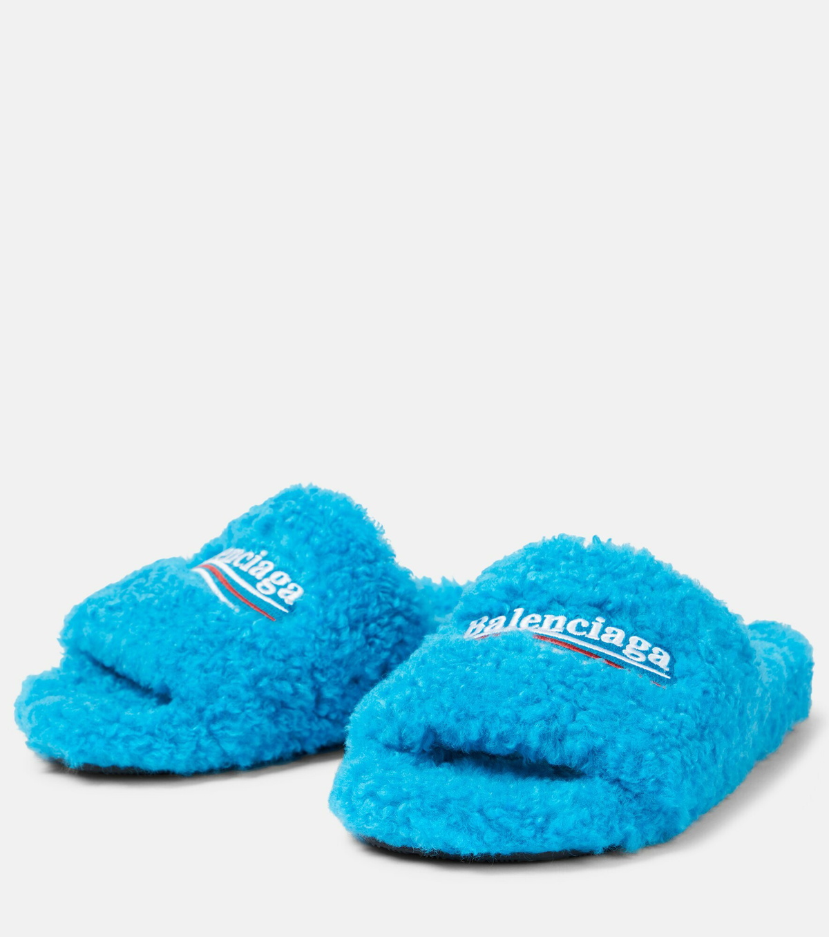 Balenciaga - Logo faux shearling slides Balenciaga