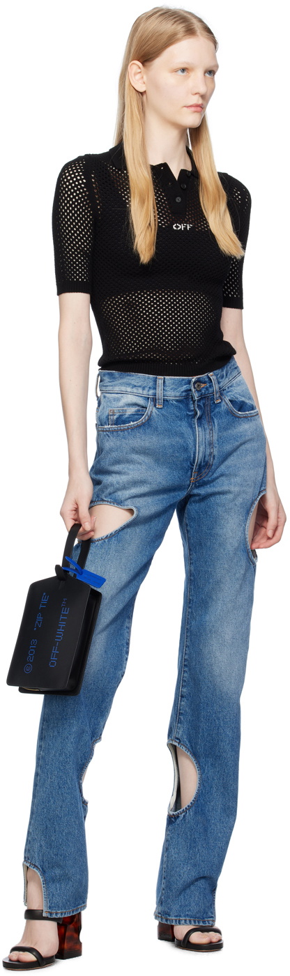 Off-White Black Net Polo Off-White