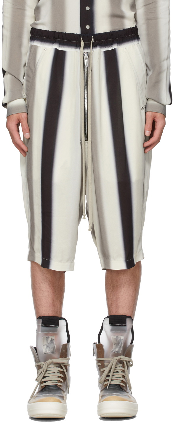 Rick Owens Grey Stripe Bela Pods Shorts Rick Owens