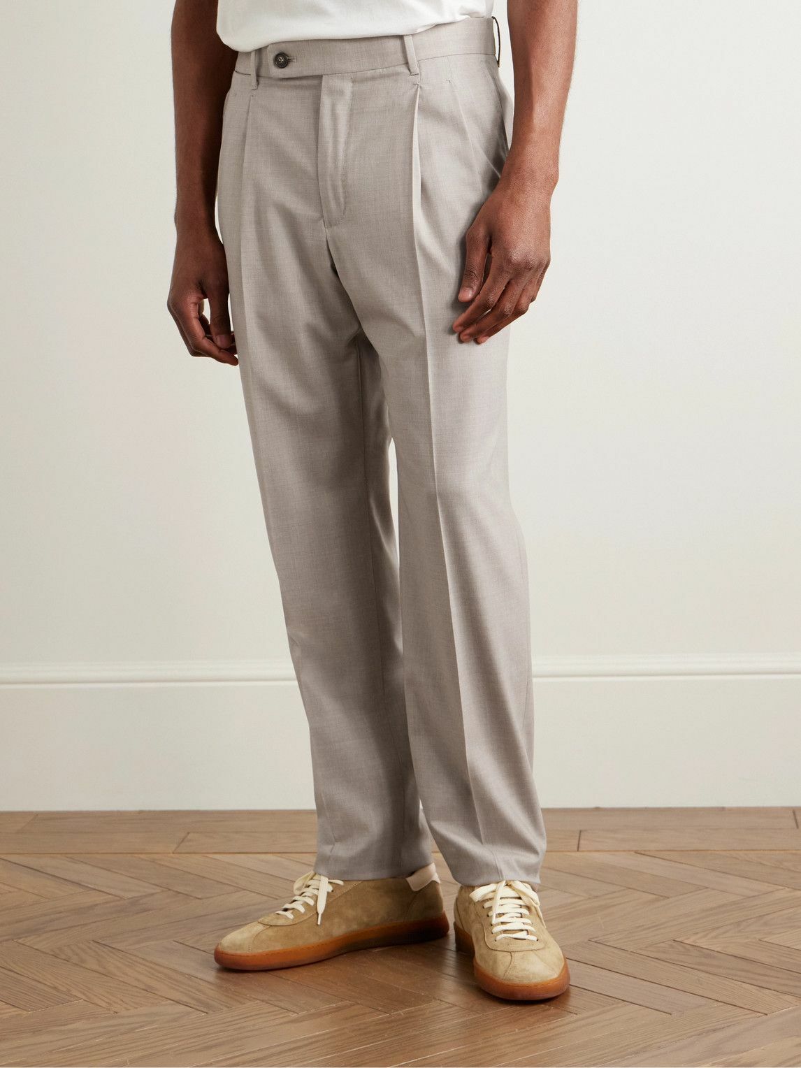 Incotex - Venezia 1951 Tapered Pleated Virgin Wool Trousers - Neutrals Incotex