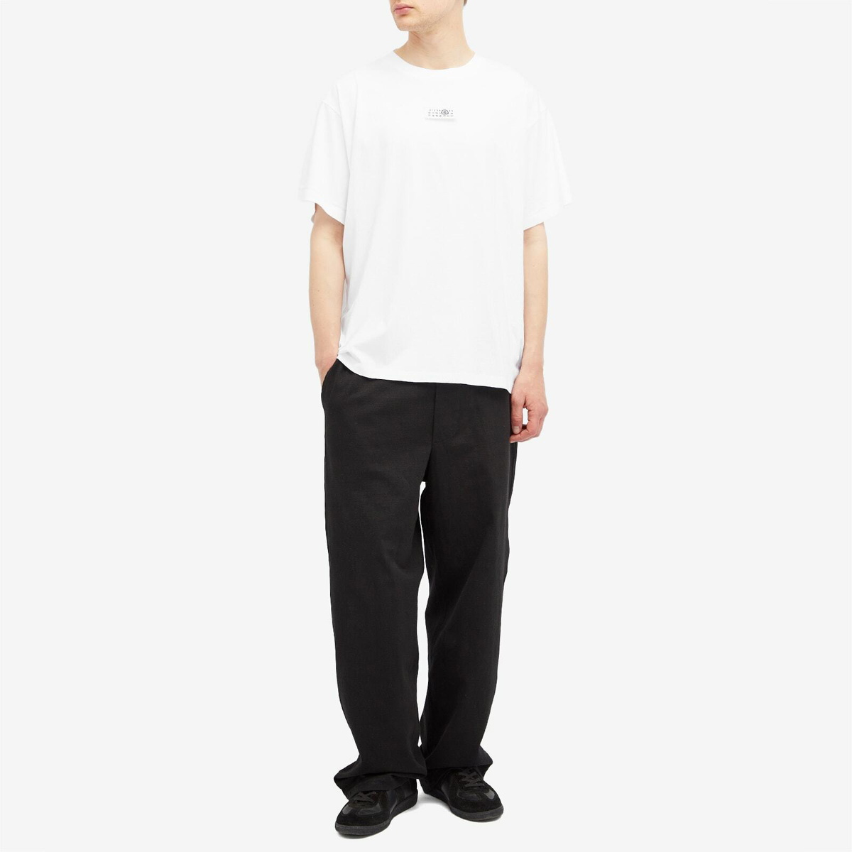 MM6 Maison Margiela Men's Number Label T-Shirt in White MM6 Maison Margiela