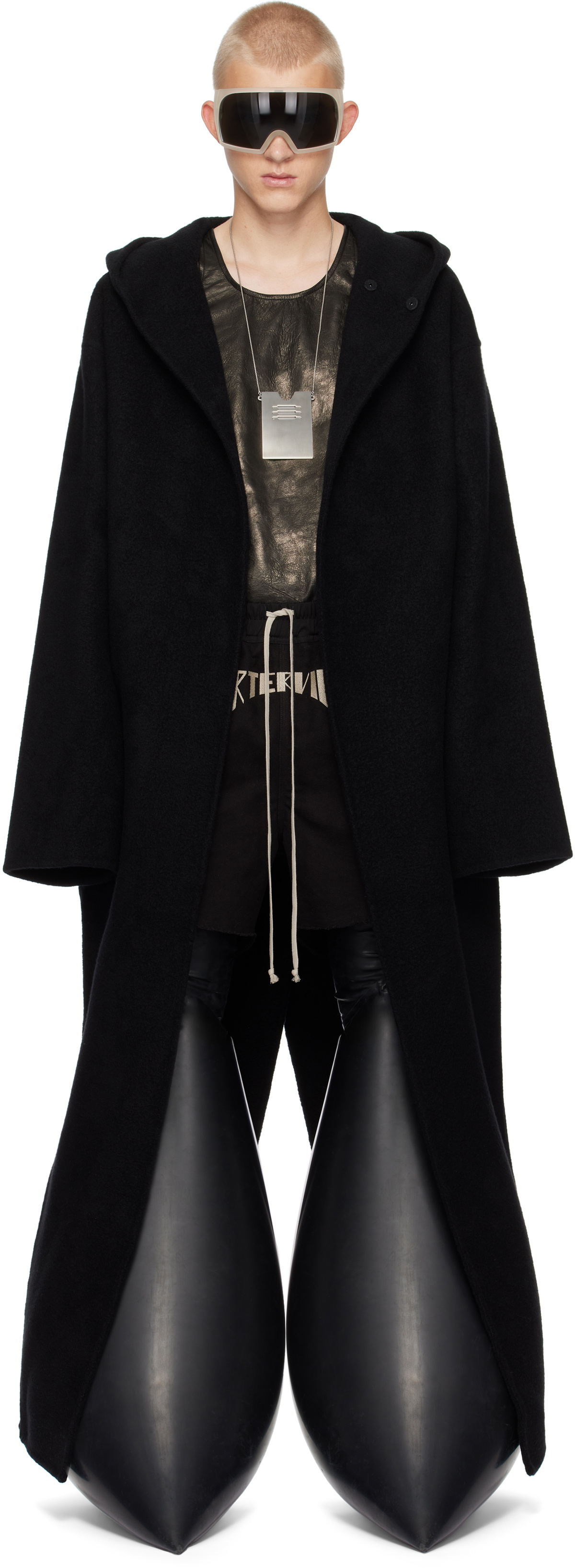 Rick Owens Black Porterville Hooded Robe Long Coat Rick Owens