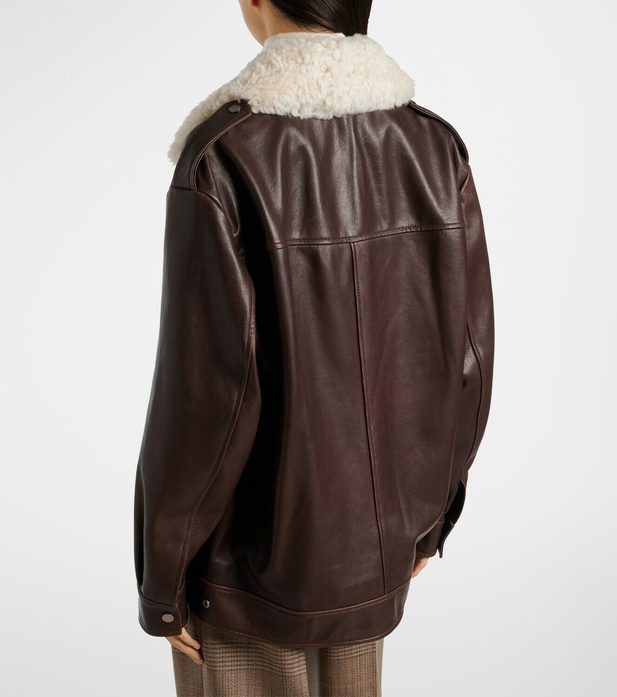 Nour Hammour Drey shearling-trimmed leather jacket Nour Hammour