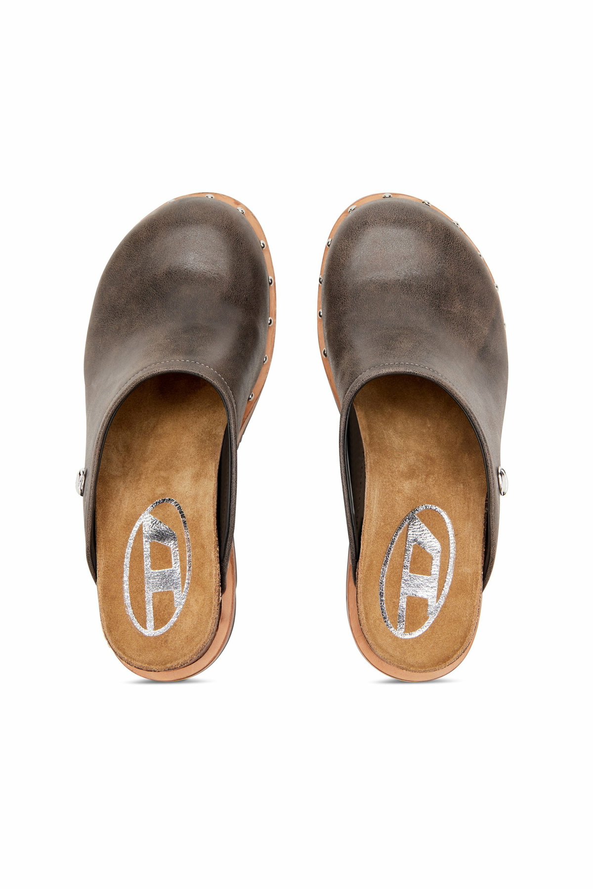 Diesel Studded leather mules - Décolleté Womens in Brown Diesel