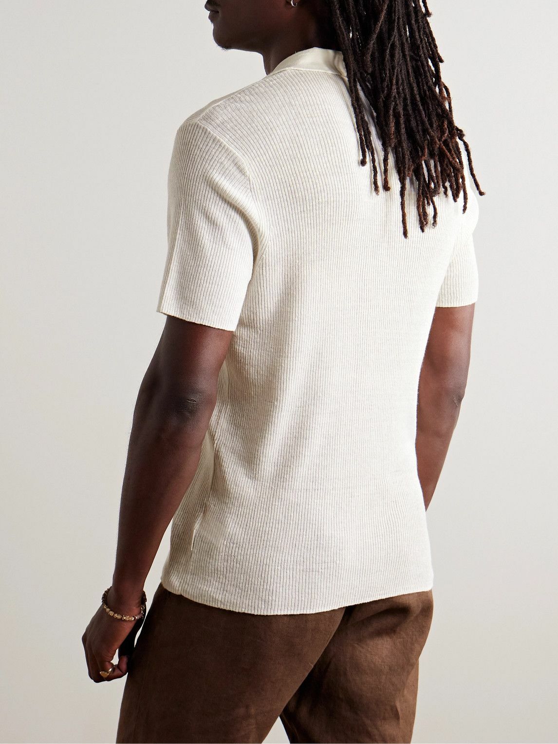 Onia - Johnny Slim-Fit Ribbed Linen-Blend Polo Shirt - White Onia