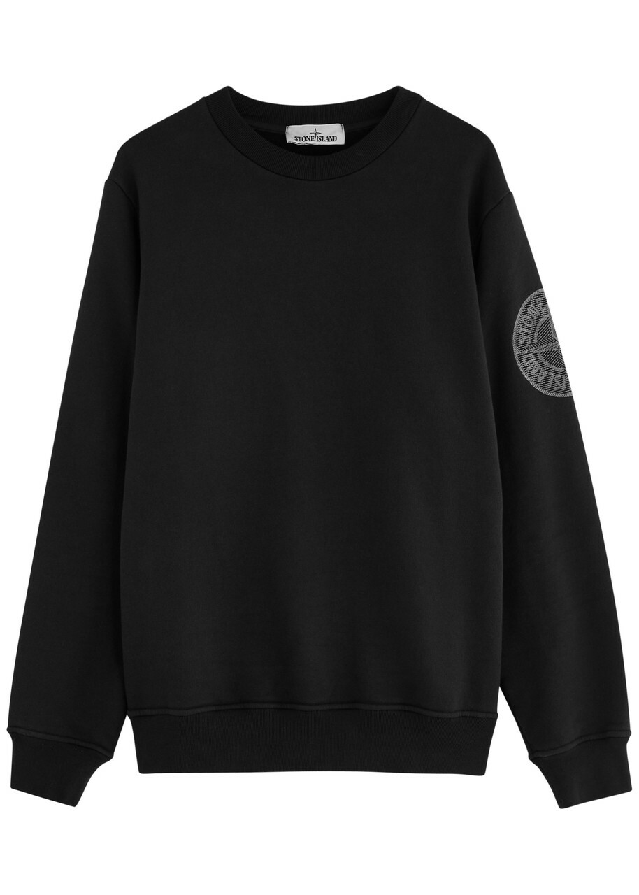 Stone Island Logo-embroidered Cotton Sweatshirt Black Stone Island
