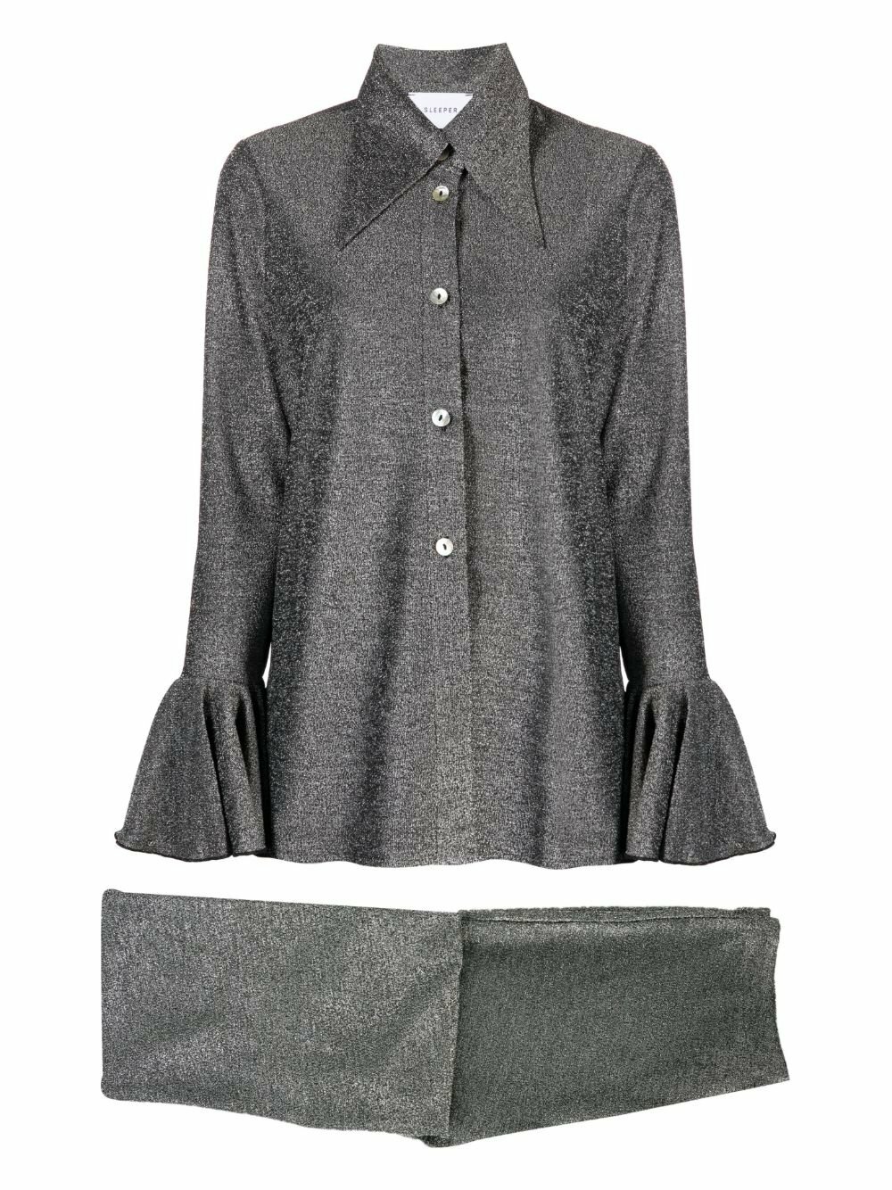 Sleeper Silver Ruffle-Trim Lurex Pyjama Set Sleeper