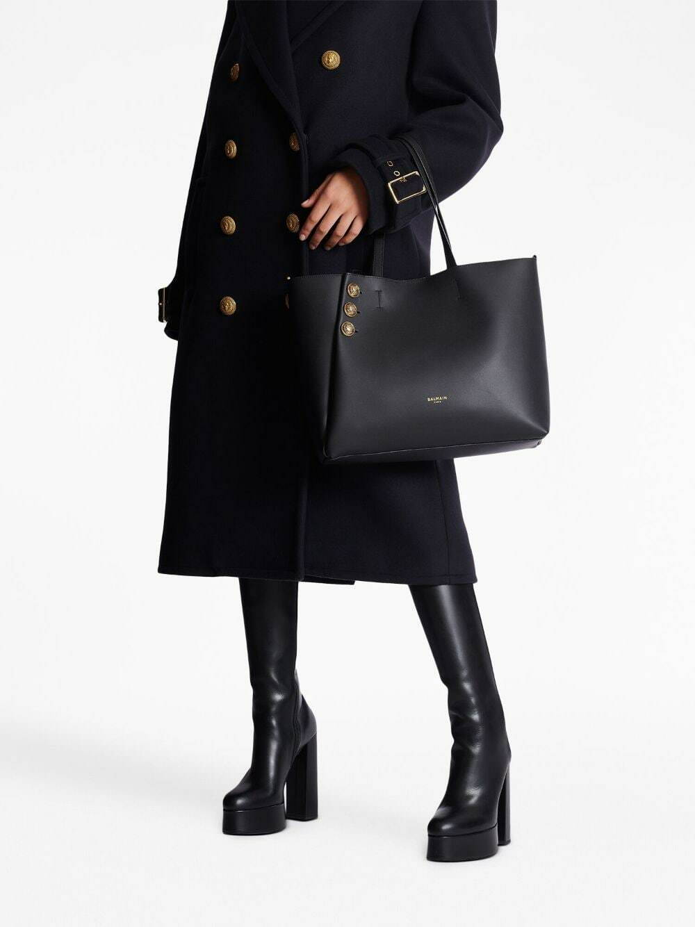 BALMAIN - Embleme Leather Shopping Bag Balmain